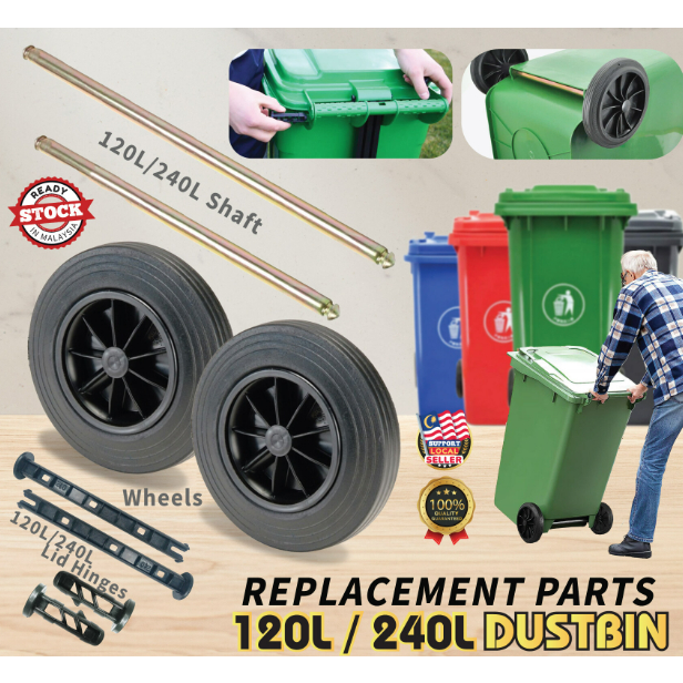 Replacement Parts ONLY for 120L 240L Dustbin Wheel Shaft Lid Hinge Bolt ...