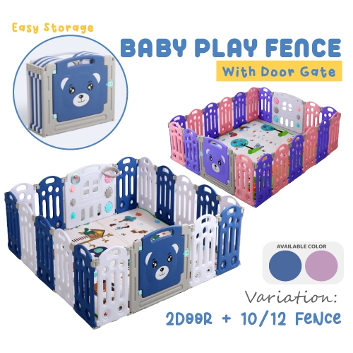 Baby Fence with Door Gate (10/12/14/16/18/20/22 Panel) Safety Foldable ...