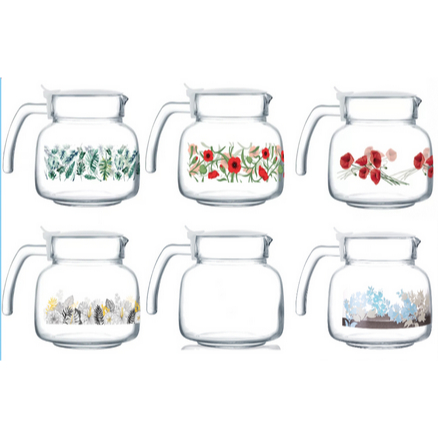 Luminarc 1.4Litre SODO Glass Teko Teapot / Coffee Pot / Hot Beverage / Plain White / Floral ...