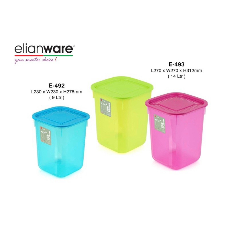 ELIANWARE Multipurpose Square Air Tight Container(9L-14L)/Food ...