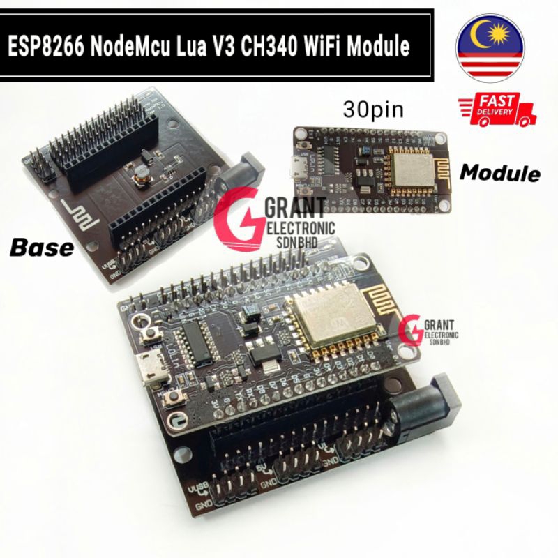 ESP8266 NodeMCU Lua V3 WiFi Module CH340 30pin | Shopee Singapore