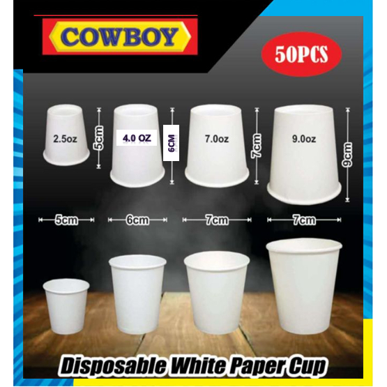 50pcs per Pack Disposable Paper Cup White Cup Party Cups without lid ...