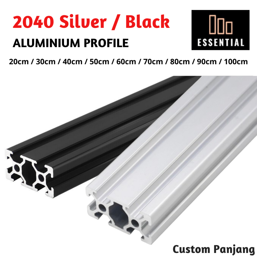 Heavy Duty 2040 Aluminium Profile Black Colour size 20x40 20cm/40cm ...