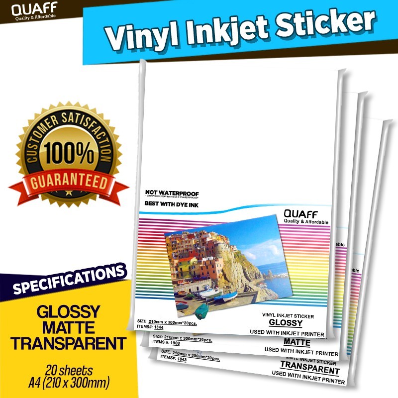 QUAFF Vinyl Printable Inkjet Sticker for Label Sticker Matte | Glossy ...