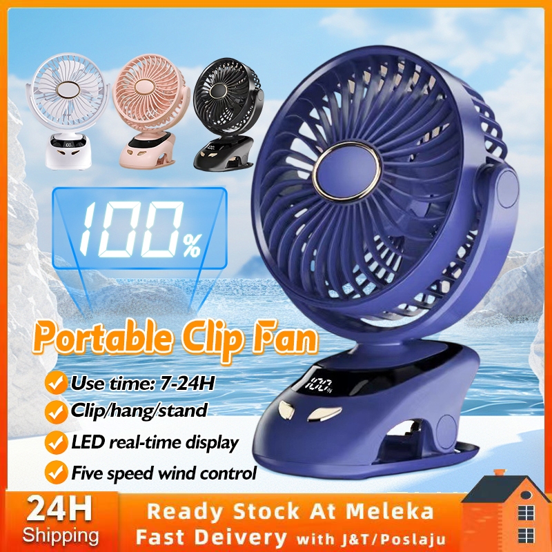 15000mAh Rechargeable Mini Clip Fan Portable USB Kipas 5 Wind Speed ...