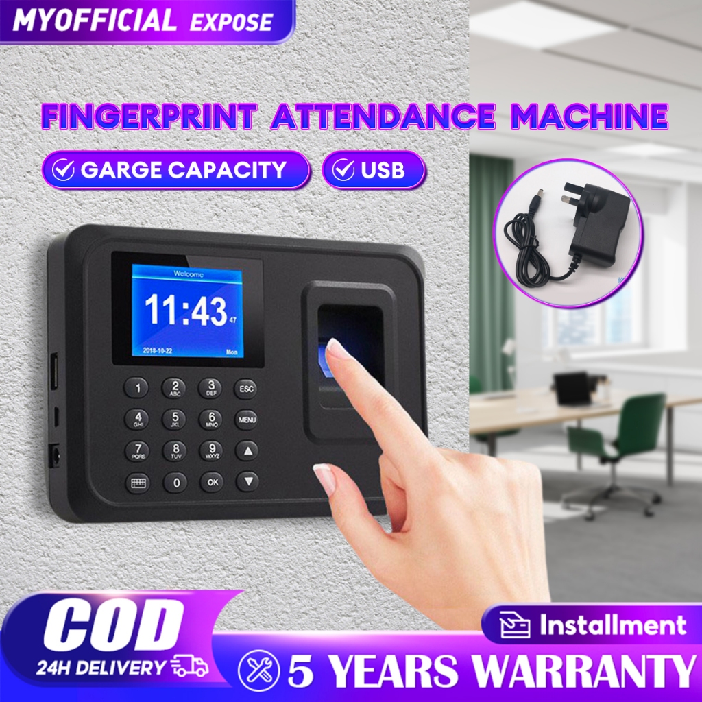 Biometric Fingerprint Attendance Punch Card Machine Thumbprint Machine Record Worker Absence ...