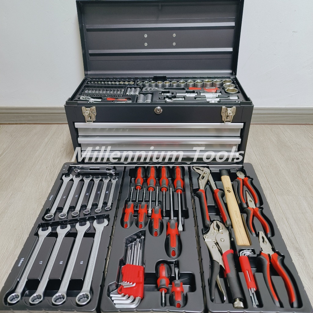 MTOOLS 108Pcs Professional Mechanic Tool Chest Set With 3-Drawer | Tool ...