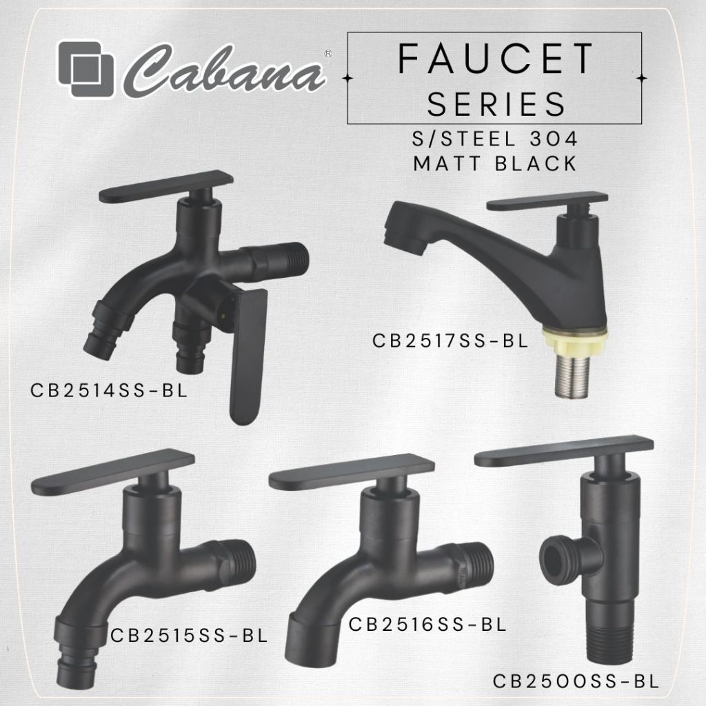 CABANA Bathroom Matt Black Stainless Steel 304 Angle Valve/Wall Mounted ...