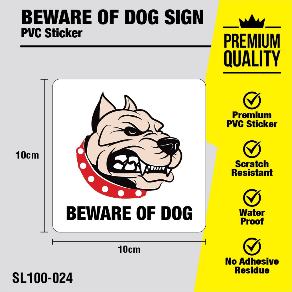 Signage for Beware Of Dog / Anjing Garang (10cm x 10cm) | Shopee Singapore