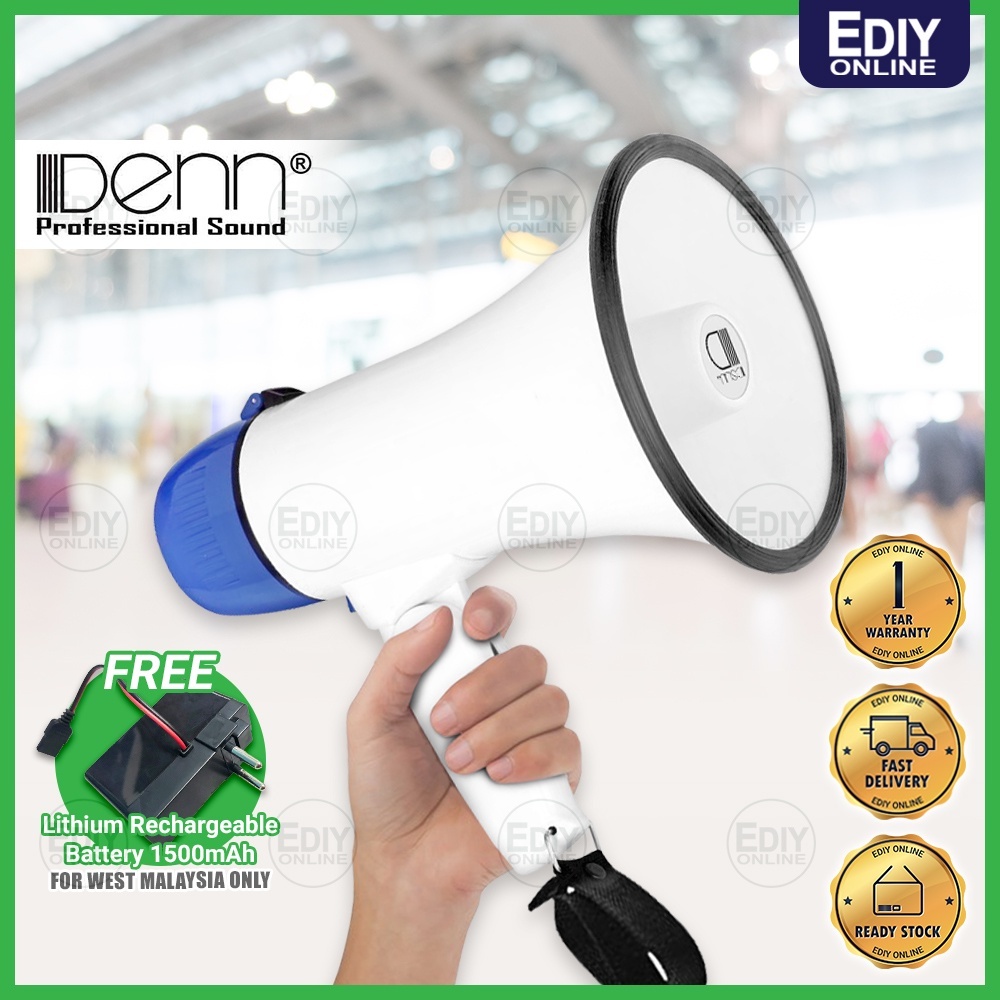 DENN MEGAPHONE DC RECHARGEABLE DMG-204RB PORTABLE USB SD SIREN VOICE ...