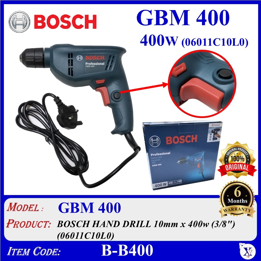 (GBM 400) BOSCH HAND DRILL 10mm x 400w (3/8") (06011C10L0) - B-B400 ...