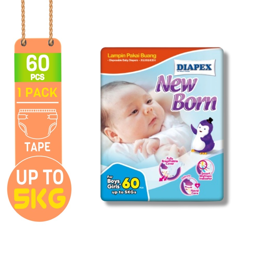 Diapex NewBorn Baby Diapers 60PCS | Shopee Singapore