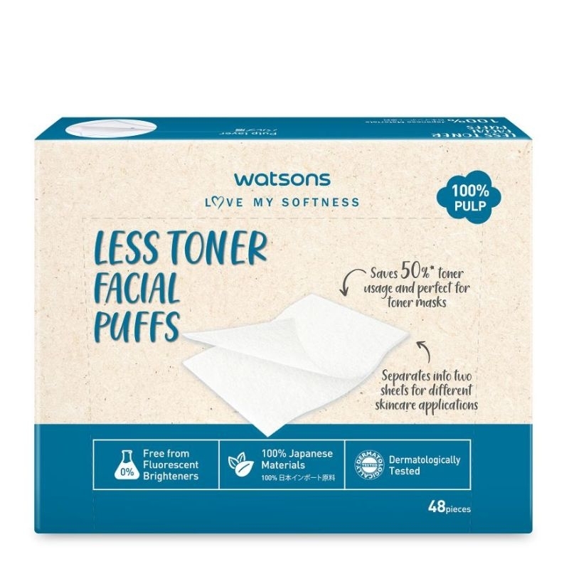 Watsons Less Tones Facial Puffs (48's) | Shopee Singapore