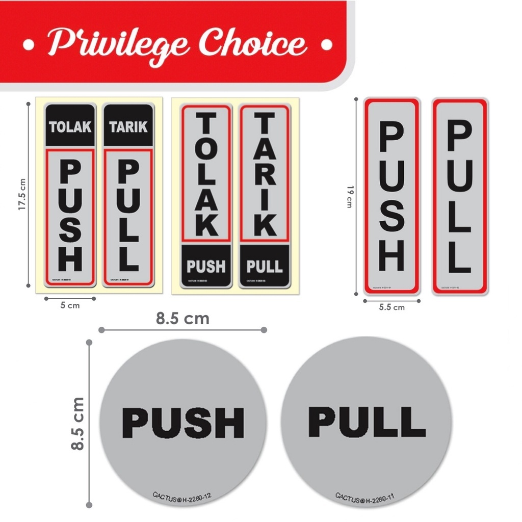 Push Pull Sign Sticker / Push Pull Signage / Tolak Tarik / Sticker ...
