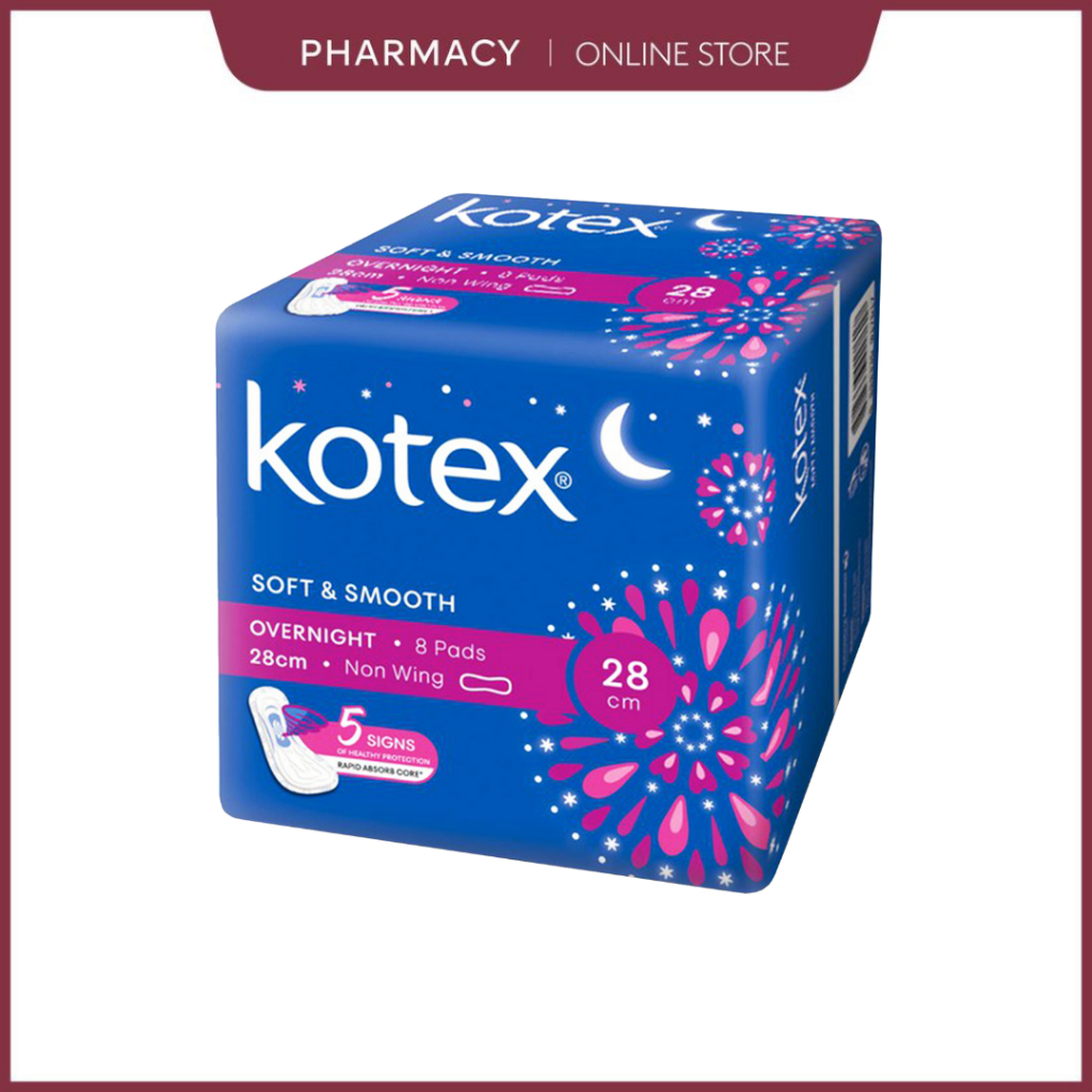 KOTEX SOFT & SMOOTH MAXI OVERNIGHT NON WING 28CM SANITARY PAD - 8'S ...