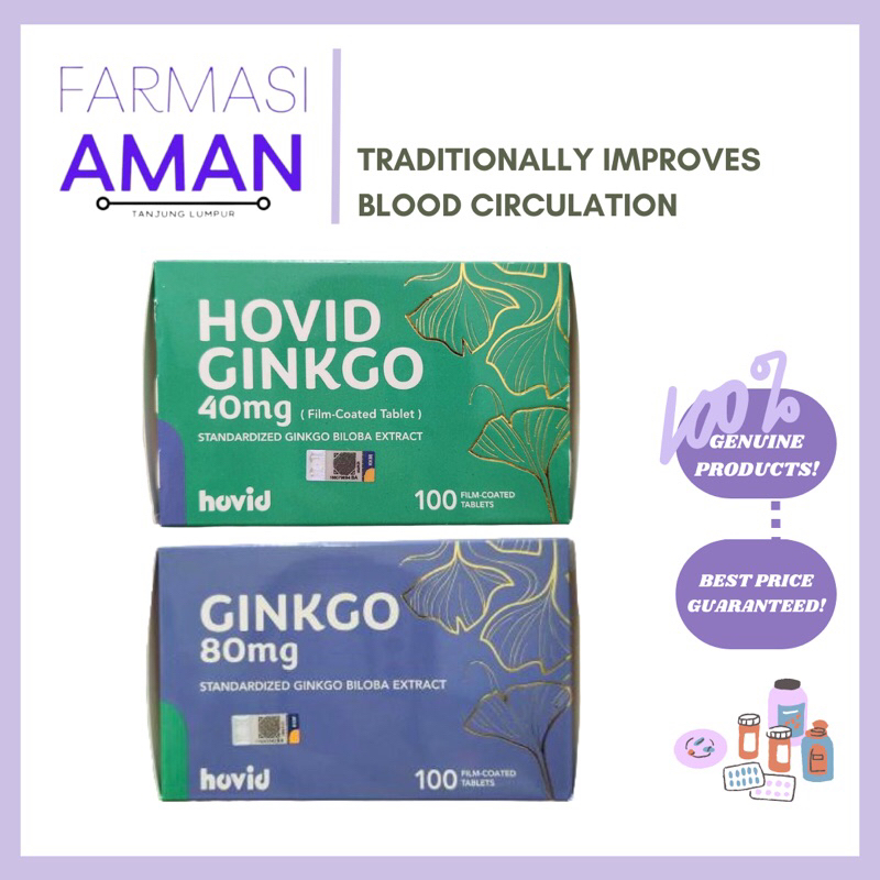 Hovid Ginkgo Film-Coated Tablets 100’s (40mg / 80mg) | Shopee Singapore