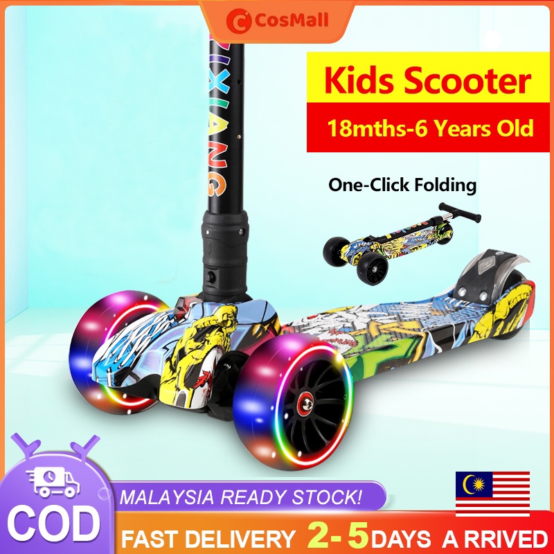 Skuter Budak Kids Scooter Toy Scooter Foldable Adjustable Height With ...