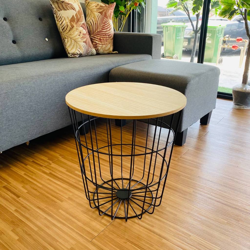 Premium Storage Table Meja Kopi Bulat Ruang Tamu / Simple Round Wood ...