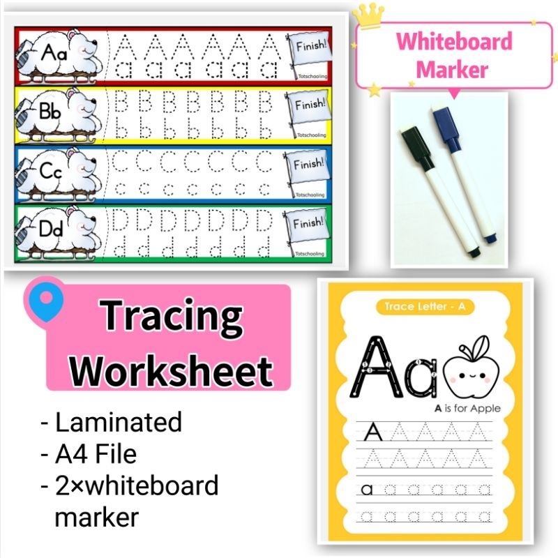 Alphabet Tracing Worksheet Laminated Reusable Tracing Activity Cards ...