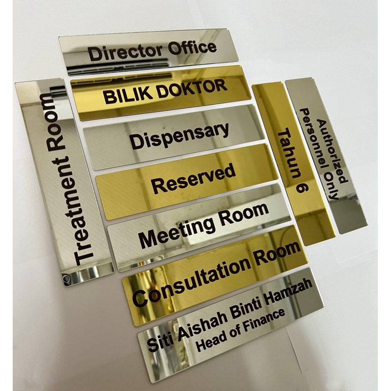 [Custom Word] Mirror Gold Mirror Silver Acrylic Signage Office Sign ...