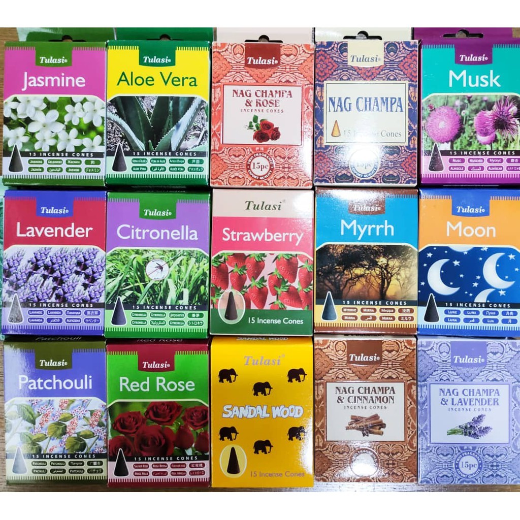 TULASI 15 PIECE INCENSE CONES AROMATHERAPY INCENSE DIFFUSER WITH ...