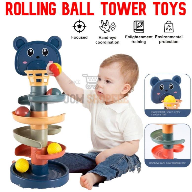 5 Layer Fun Rolling Slide Ball kids fun rolling tower toys Tower Side ...