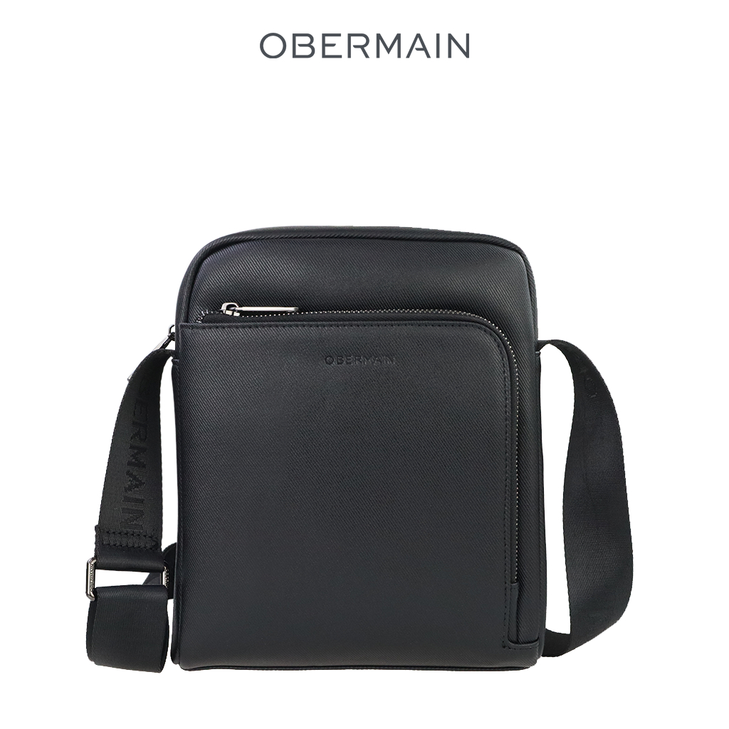 OBERMAIN Men's Sling Bag / Synthetic Leather / Black / OBC452P2 ...