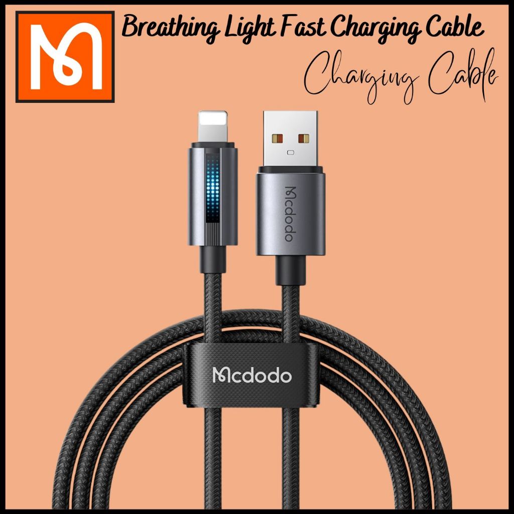 Mcdodo 100W 66W Fast Charging Type-C USB Data Cable Nylon Metal Breathing Light Lamp Effect Fast ...