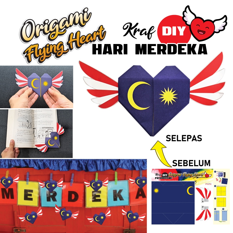 Kraf DIY Hari Merdeka Craft Patriotisme Origami Love Aktiviti Murid ...