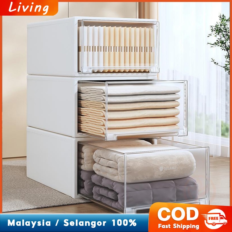 Transparent Drawer Storage Box 25L Stackable Storage Box Multipurpose ...