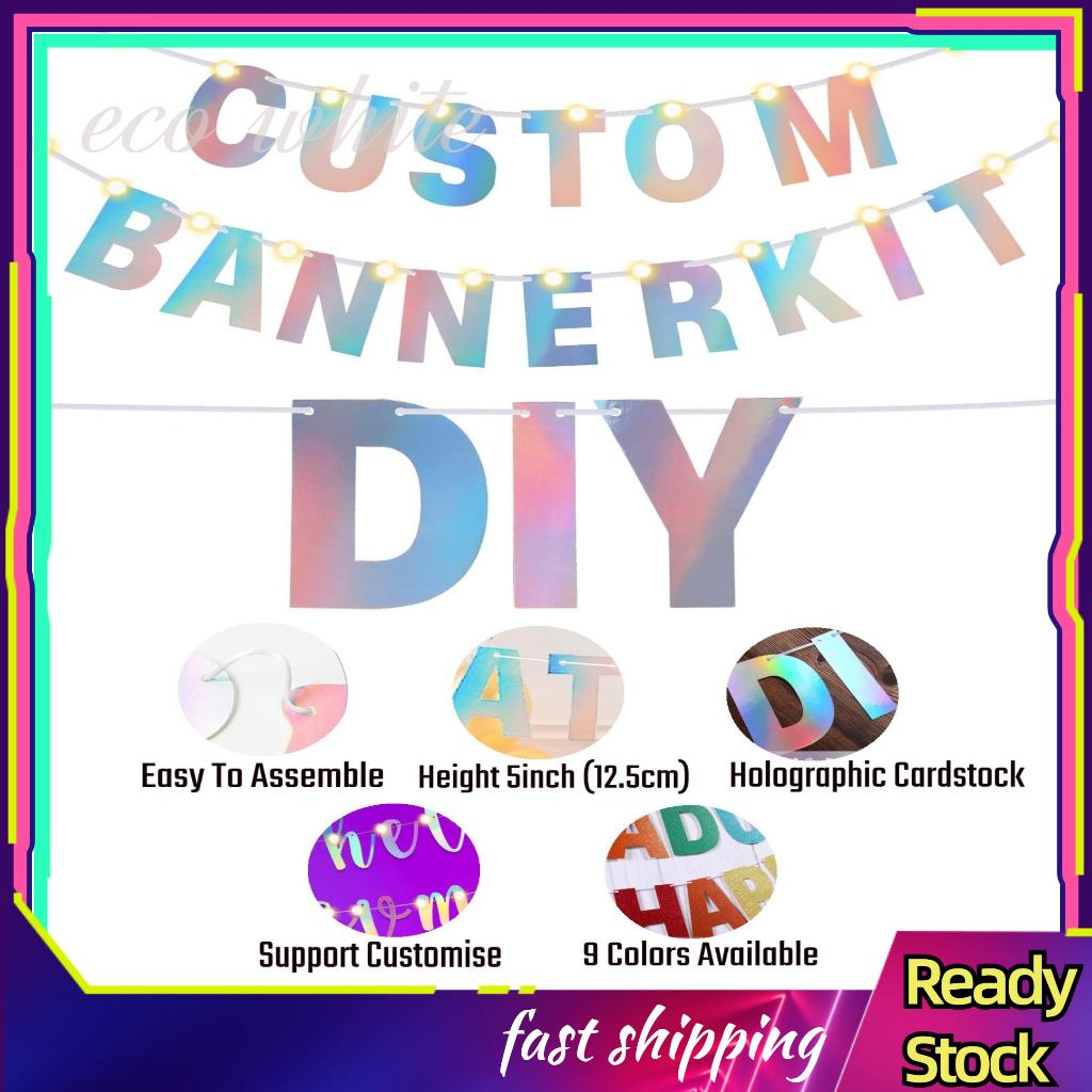 Customize Banner Rainbow Alphabet Letter DIY Glitter Customizable ...
