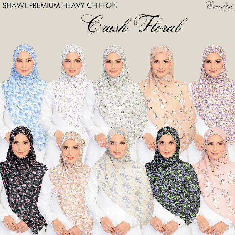 SHAWL CHIFFON PLEATED HALUS PREMIUM PRINTED | SHAWL CORAK IRONLESS ...