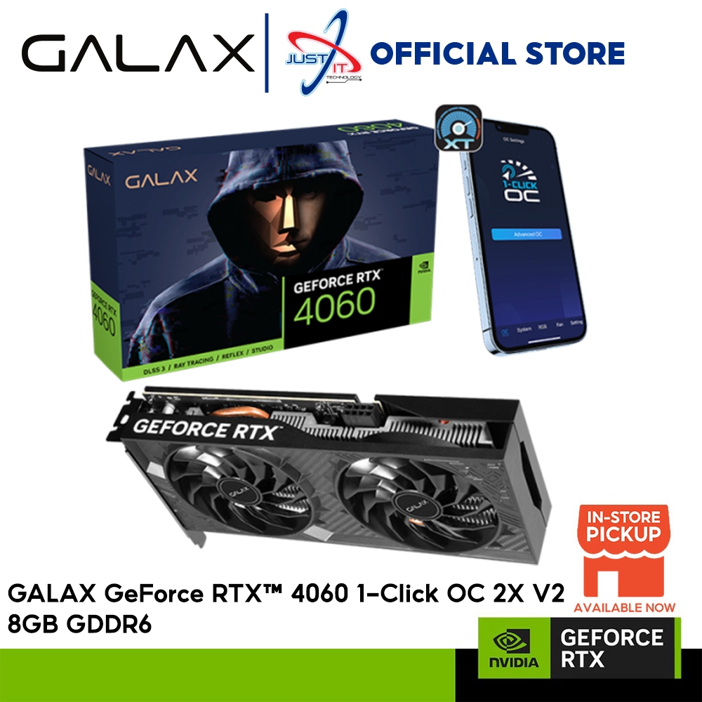 GALAX GeForce RTX4060 8GB GDDR6 1-Click OC 2X V2 GRAPHICS CARD ...