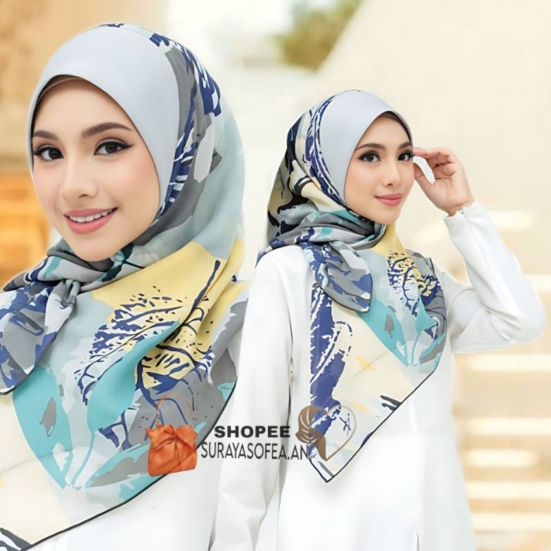 [Mint Grey] Awning Scuba Bidang 45 Tudung Bawal Cotton Corak Special ...