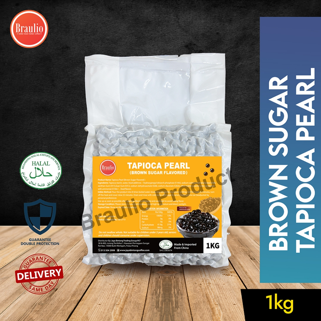 Braulio Boba Pearl Jelly Black Pearl Tapioca Brown Sugar Halal - 1kg ...