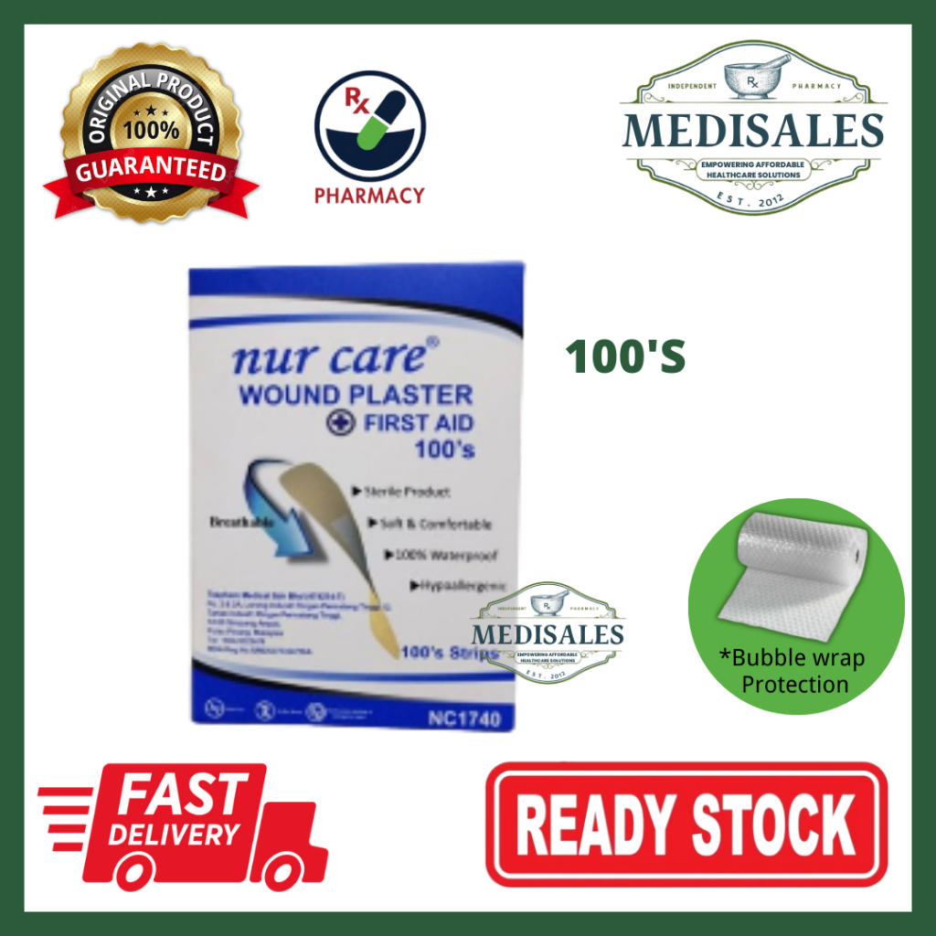 NUR CARE WOUND PLASTER FIRST AID 100'S (EXP 10/2024) | Shopee Singapore