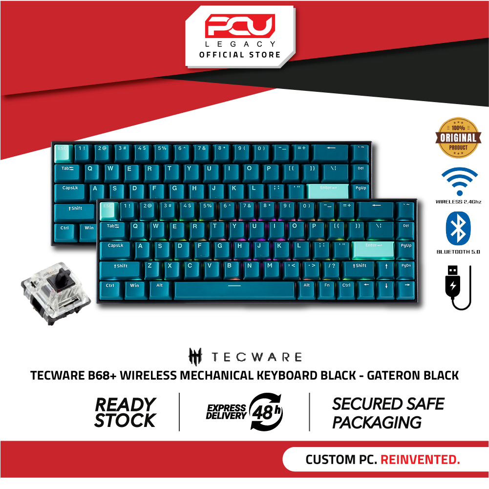 Tecware B68+ Wireless Mechanical Keyboard Black - Gateron Black ...
