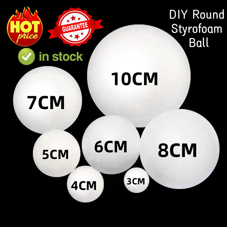 1-15cm DIY White Round Styrofoam Wedding Polystyrene Craft Foam Ball Bunga Bola Putih Gabus ...