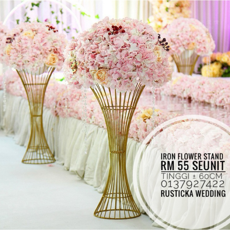 Iron Gold Frame Vase Trophy Slope Stand flower walkaway stand Wedding ...