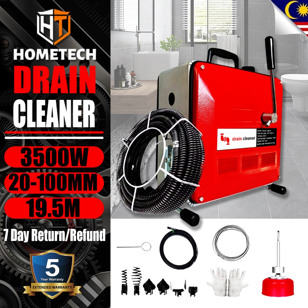 5-year warranty 3500W Electric Pipe Dredger 19.5M Sewer Dredging Drain ...