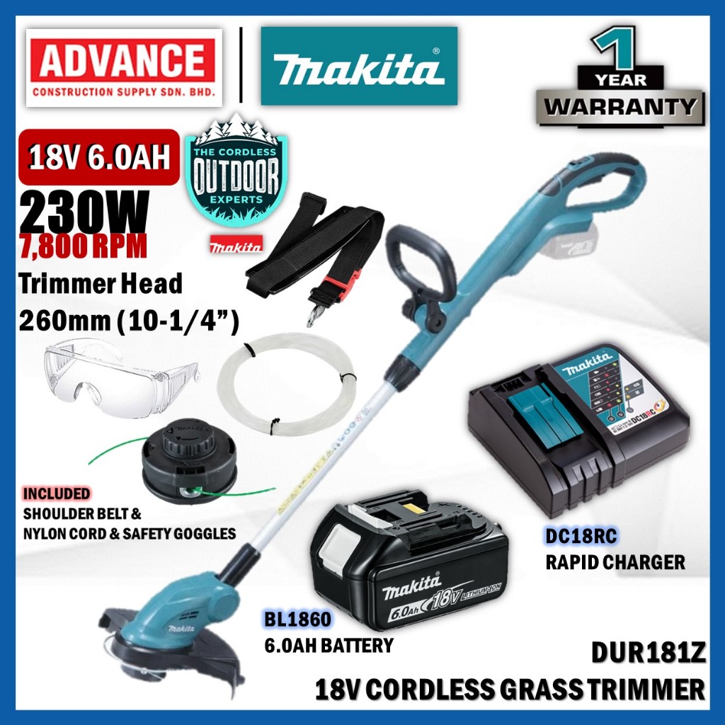 MAKITA DUR181Z 18V Cordless Grass Trimmer ( Nylon Cutting Head ...