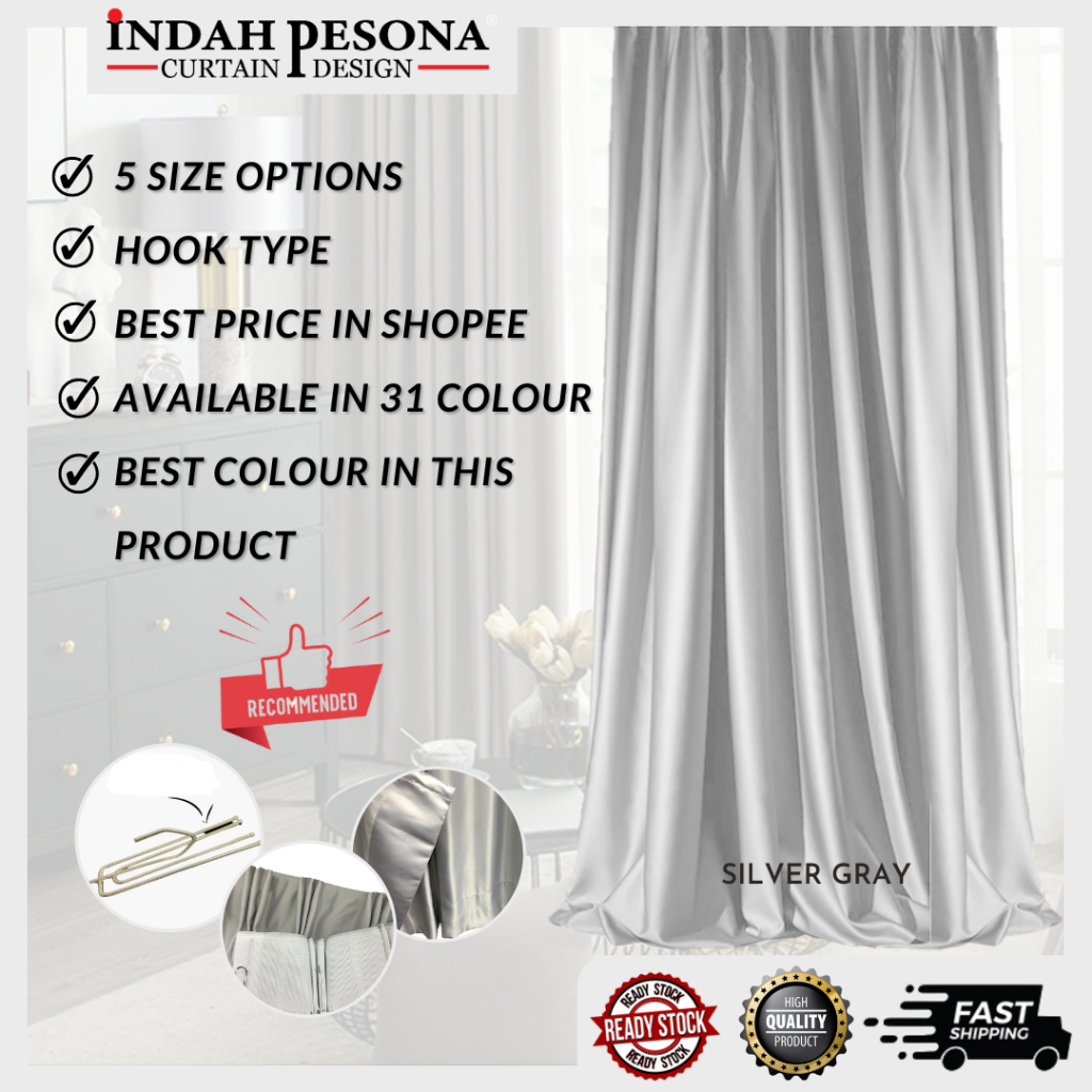 G10 SILVER GRAY - Made Curtain !! Siap Jahit Langsir Langsir RAYA Kain ...
