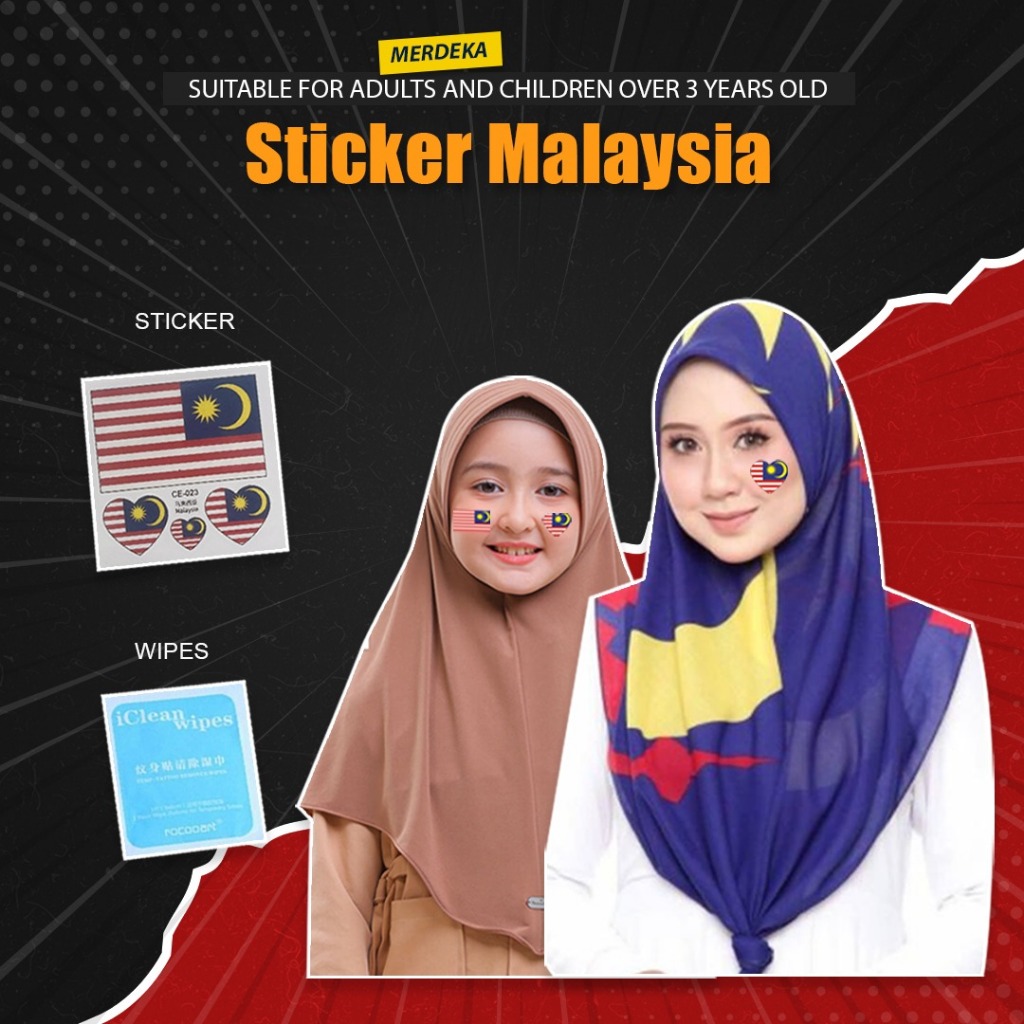 Sticker Pipi Tattoo Waterproof Merdeka Sticker Pipi Bendera pelekat ...