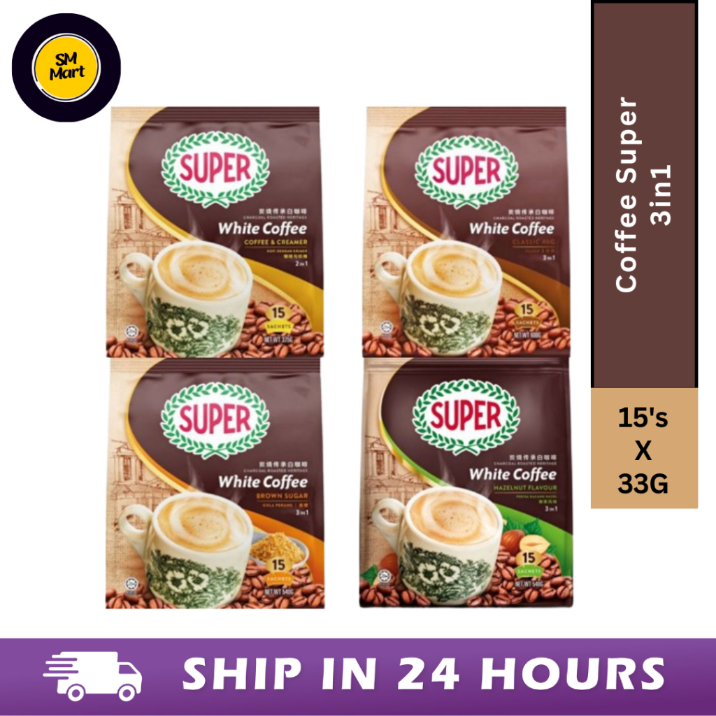 Kopi SUPER White Coffee 3In1 2In1 (Classic/Hazelnut/Brown Sugar/Coffee ...
