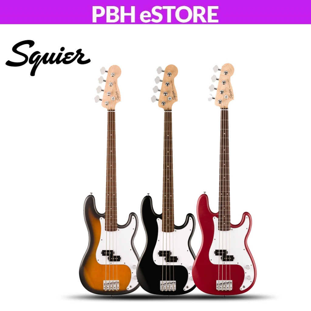 Squier Debut Series Precision Bass Guitar, Laurel FB, 2-Colour Sunburst, Dakota Red, Black ...
