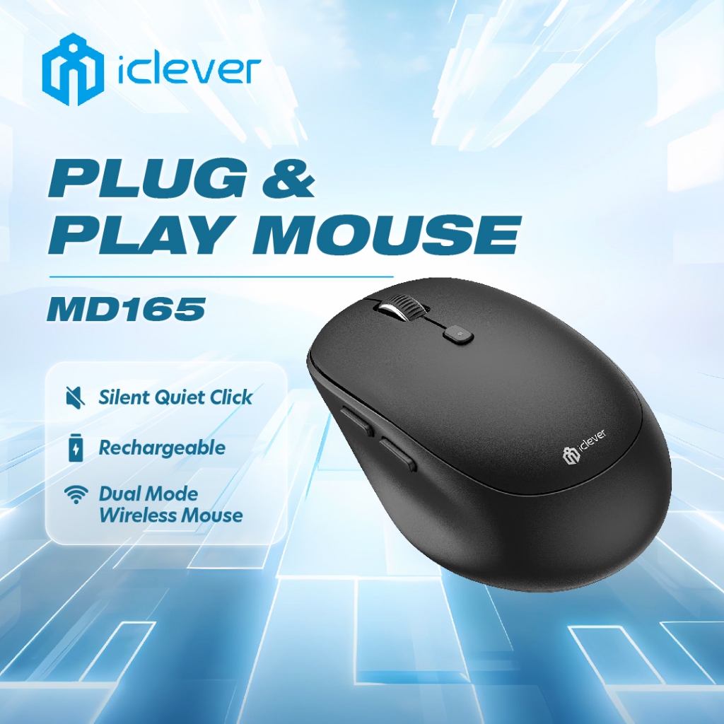 iClever MD165 Dual Mode Wireless Bluetooth Mouse, Type-C Rechargeable ...