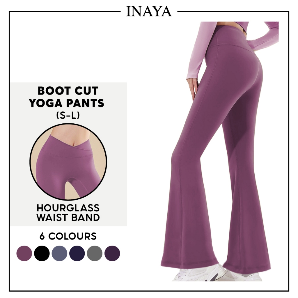 INAYA Women Boot Cut Yoga Pants Ladies Plus Size Flared Leggings High ...