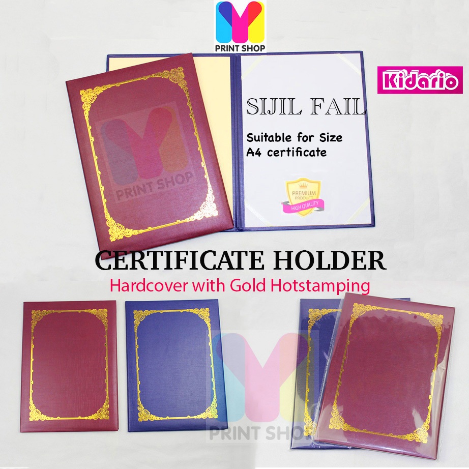 A4 Certificate Holder Folder Hardcover Blue Maroon Single Double Cover ...