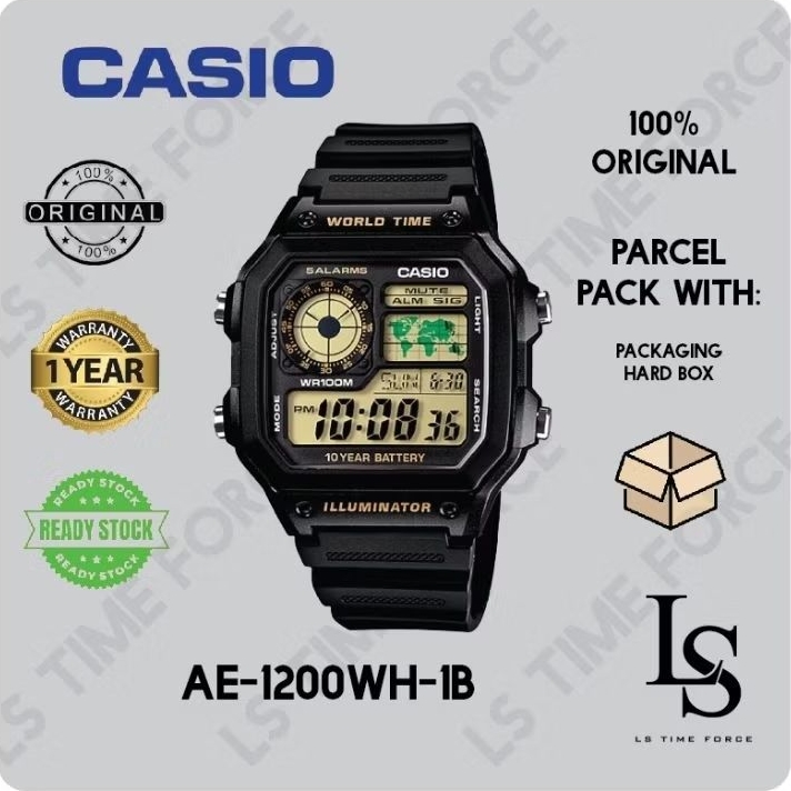 CASIO DIGITAL AE-1200WH-1B/AE-1200WH-1BVDF/AE-1200WH/AE1200WH | Shopee Singapore