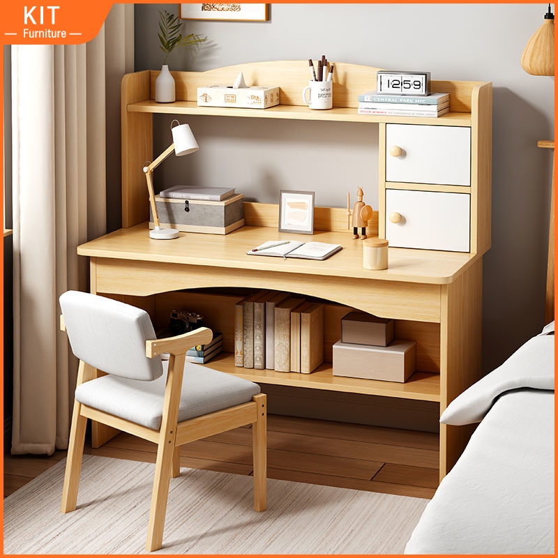 Computer Table Meja belajar Student Study Desk With Book Shelf Table ...